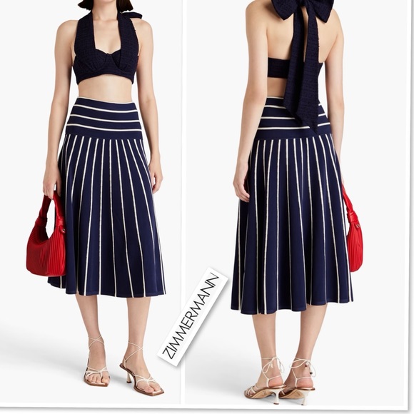 Zimmermann | Skirts | Zimmermann Striped Knitted Midi Skirt In Black ...